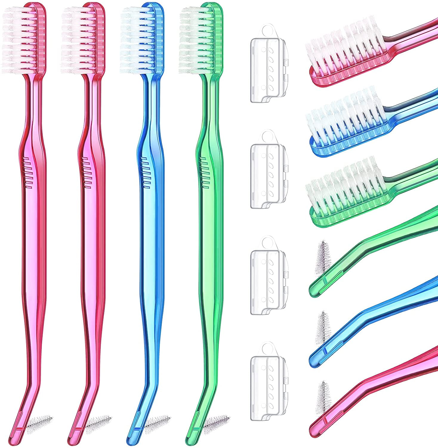 Orthodontic Toothbrushes Double-Ended Interdental Brush V Trim End Tuft ...
