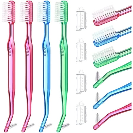Orthodontic Toothbrushes Double-Ended Interdental Brush V Trim End Tuft ...