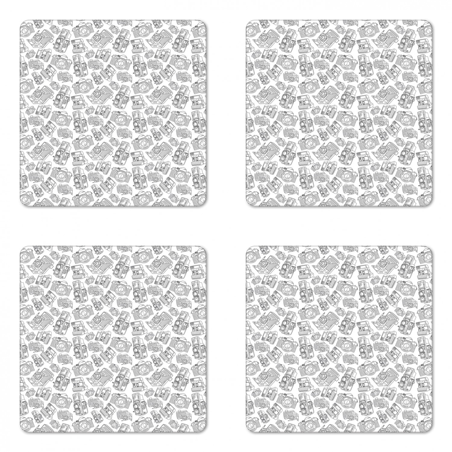 Vintage Coaster Set of 4, Antique Old Camera Monochrome Design ...