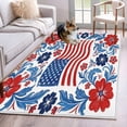 American Flag Floral Washable Area Rugs 3'x5', Flowers Leaves Botanical ...