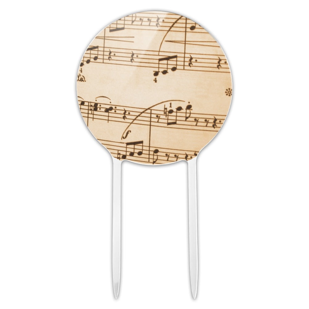 Acrylic Vintage Sheet Music Notes Musical Score Musician Cake Topper ...