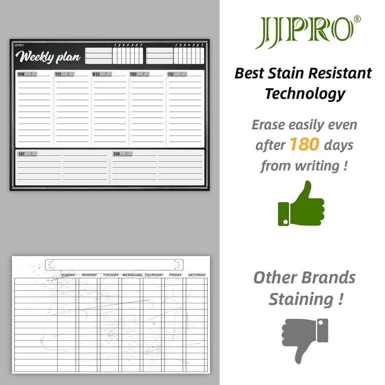 Dry Erase Planner JJPRO Magnetic Monthly Calendar And Chore Chart Set ...