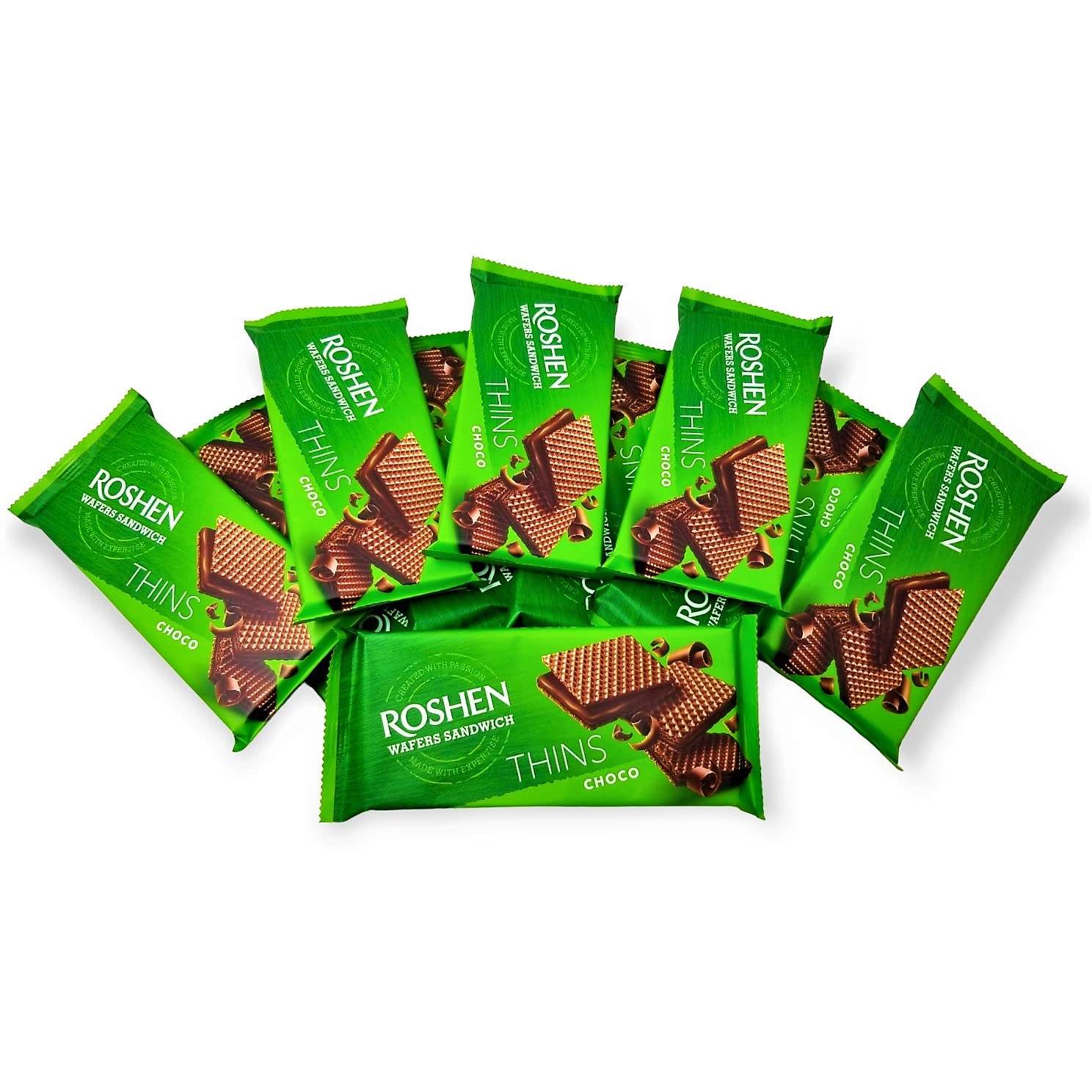 Roshen Wafers “Sandwich Thins” Choco, Cocoa Wafers Layered with Cocoa Filling 1.94oz/55gr Pack ...
