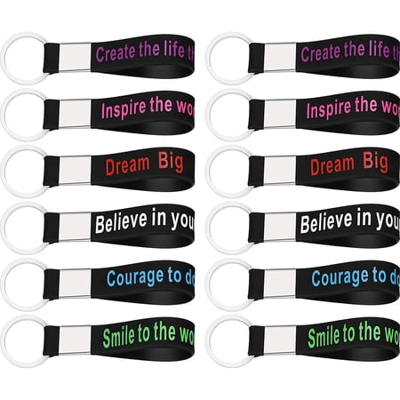 24 Pack Motivational Quote Keychains Silicone Rubber Key Rings with ...