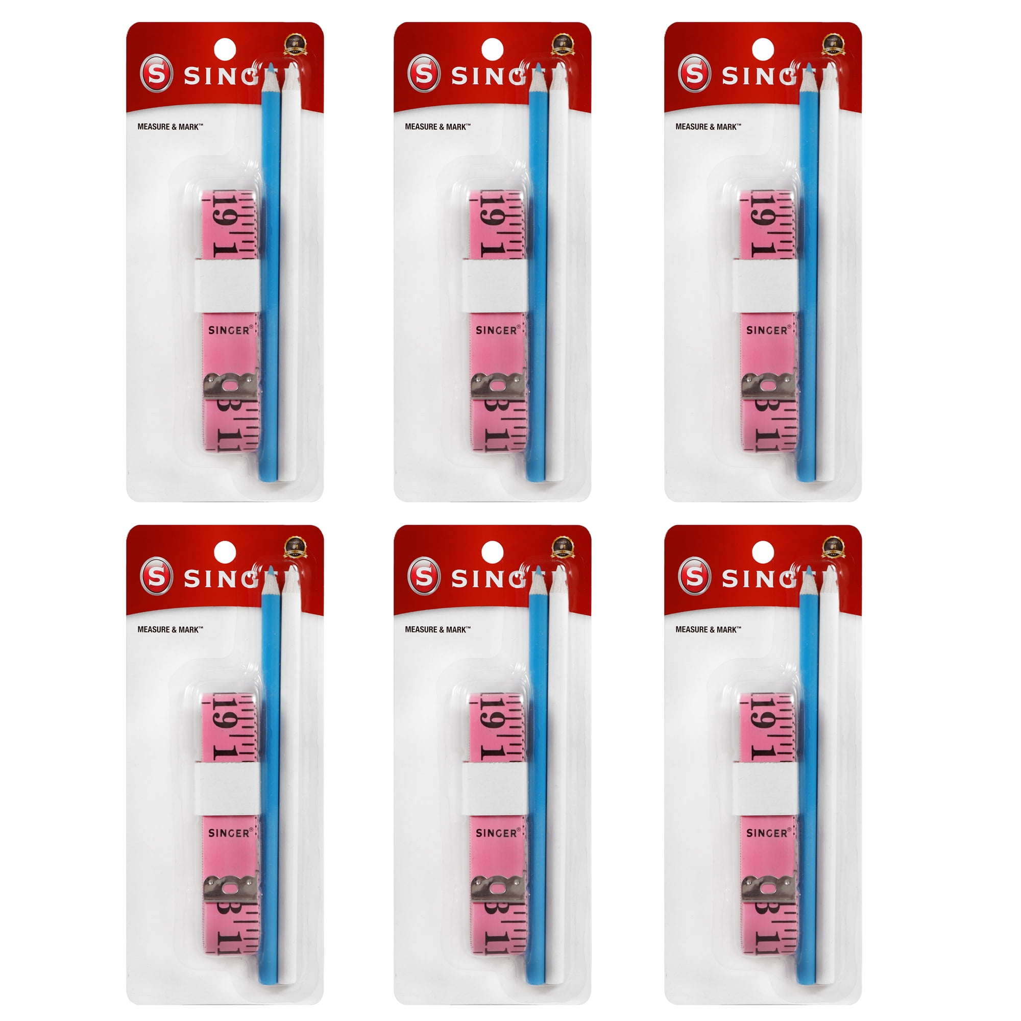 SINGER Flexible Measuring Tape and Fabric Marking Pencil Set for Sewing ...