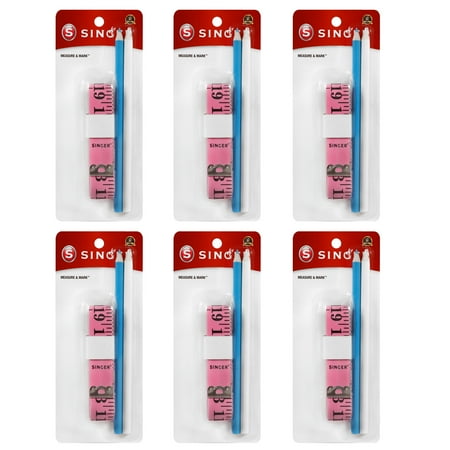SINGER Flexible Measuring Tape and Fabric Marking Pencil Set for Sewing ...
