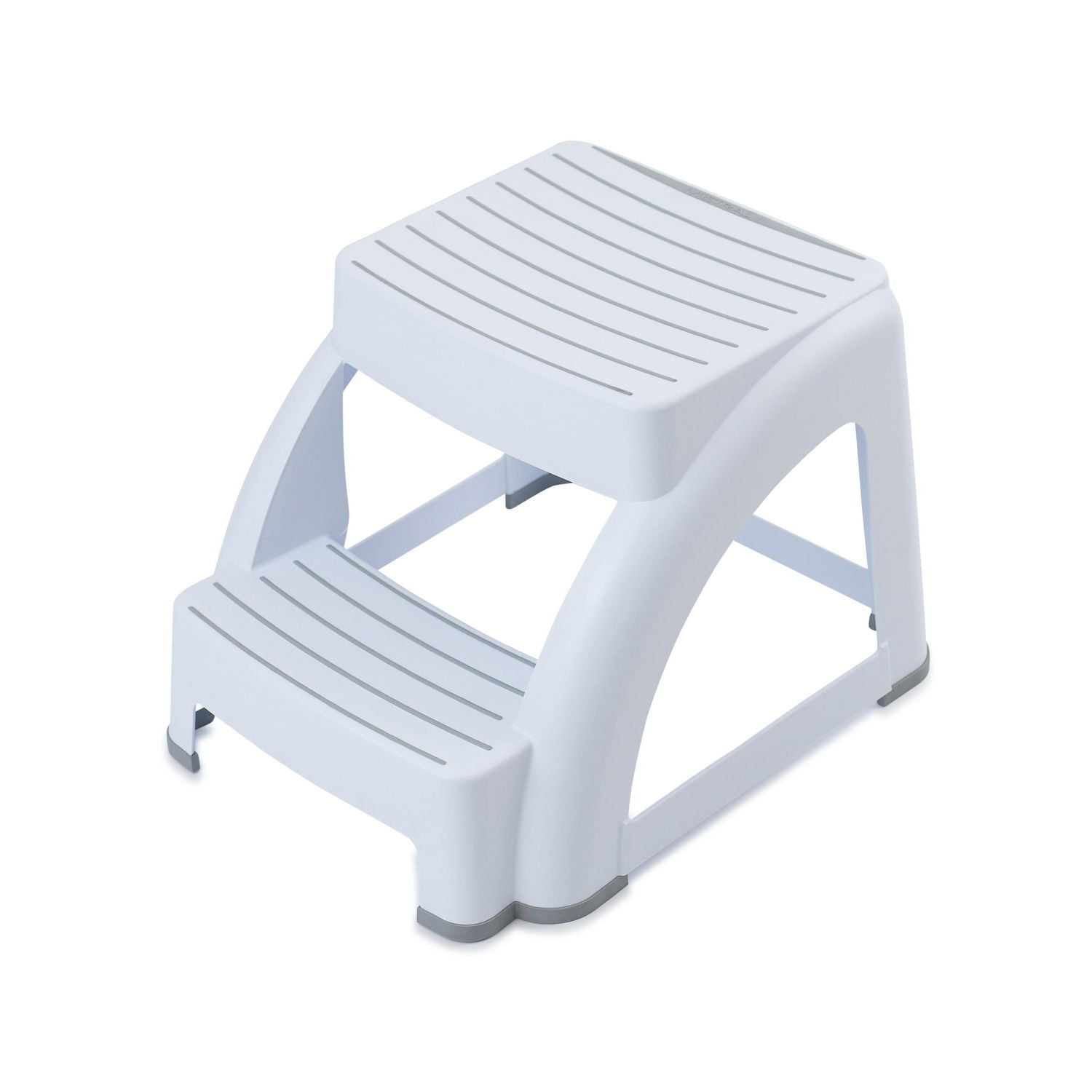 Mistral® Plastic ultra-Safe 2-Step Stool White, Capacity 300 lbs / 136 ...