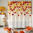 Bathroom Shower Curtain Fall Orange Maple Leaf Watercolor Waterproof ...