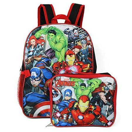 Marvel Avengers Backpack With Detachable Lunch Box (Avengers Red Black ...