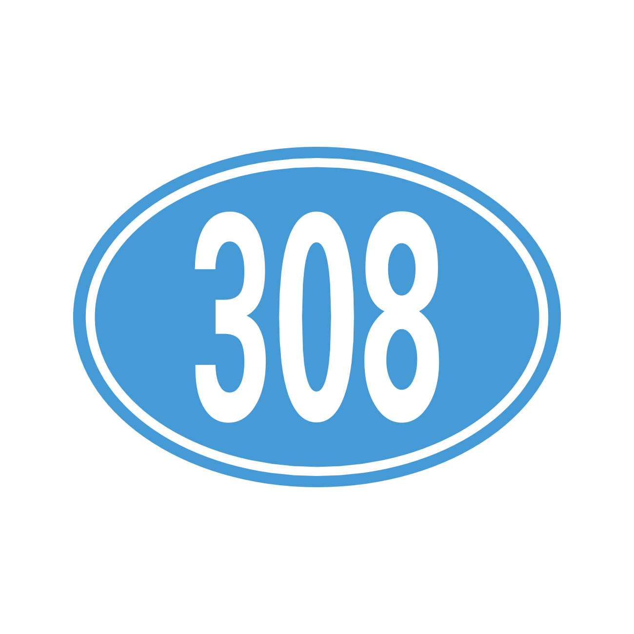 Oval 308 Sticker Decal Die Cut - Self Adhesive Vinyl - Weatherproof ...