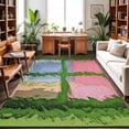 Abstract Green Pink Blue Area Rugs 3x5ft Modern Blurry Garden View ...