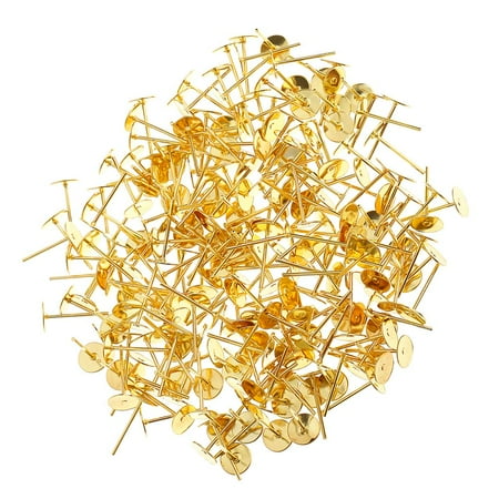 200x 6mm Earring Posts Stud Findings Ear Pin Flat Base Pad Craft Making ...