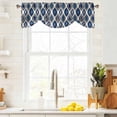 Abstract Art Tie Up Valance Curtains Modern Diamond Patterns Blue White ...