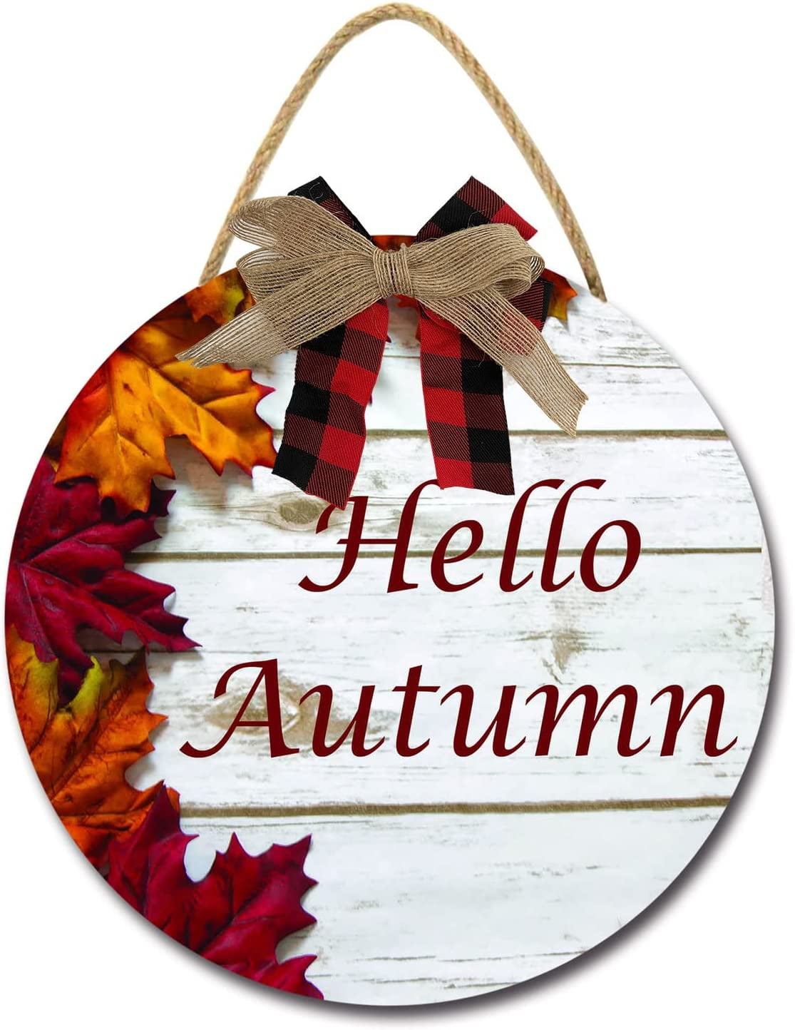 Eveokoki 11" Hello Autumn Door Sign,Hello Fall Door Sign,Welcome Autumn ...