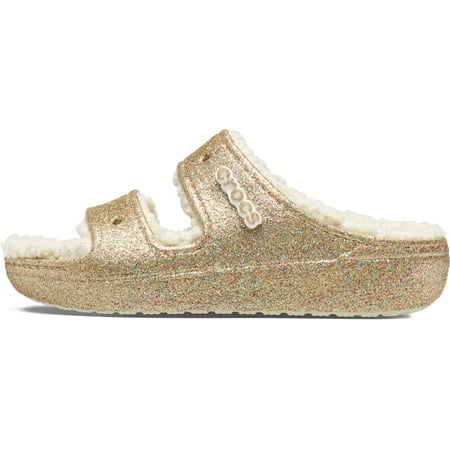 Crocs Unisex Classic Cozzzy Fuzzy Platform Sandals Slide, Multi/Gold, 7 ...