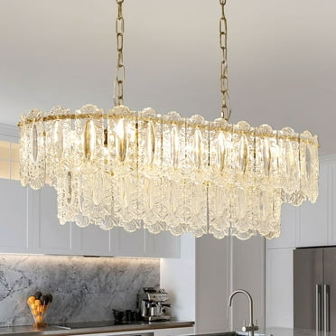 Depuley 10 Light Gold Crystal Chandeliers Ceiling Light Golden Double ...