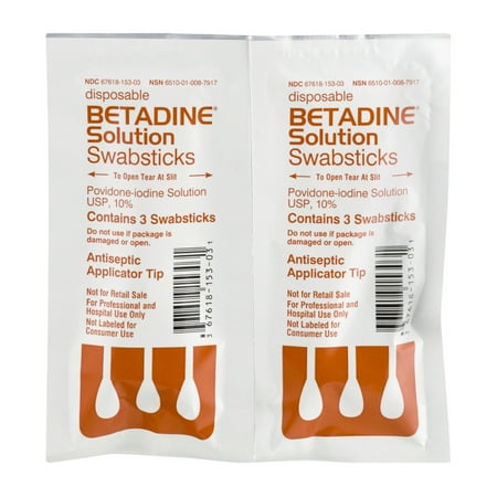 Betadine Disposable Solution Swabsticks 50 Packs, [3 ea per pack ...