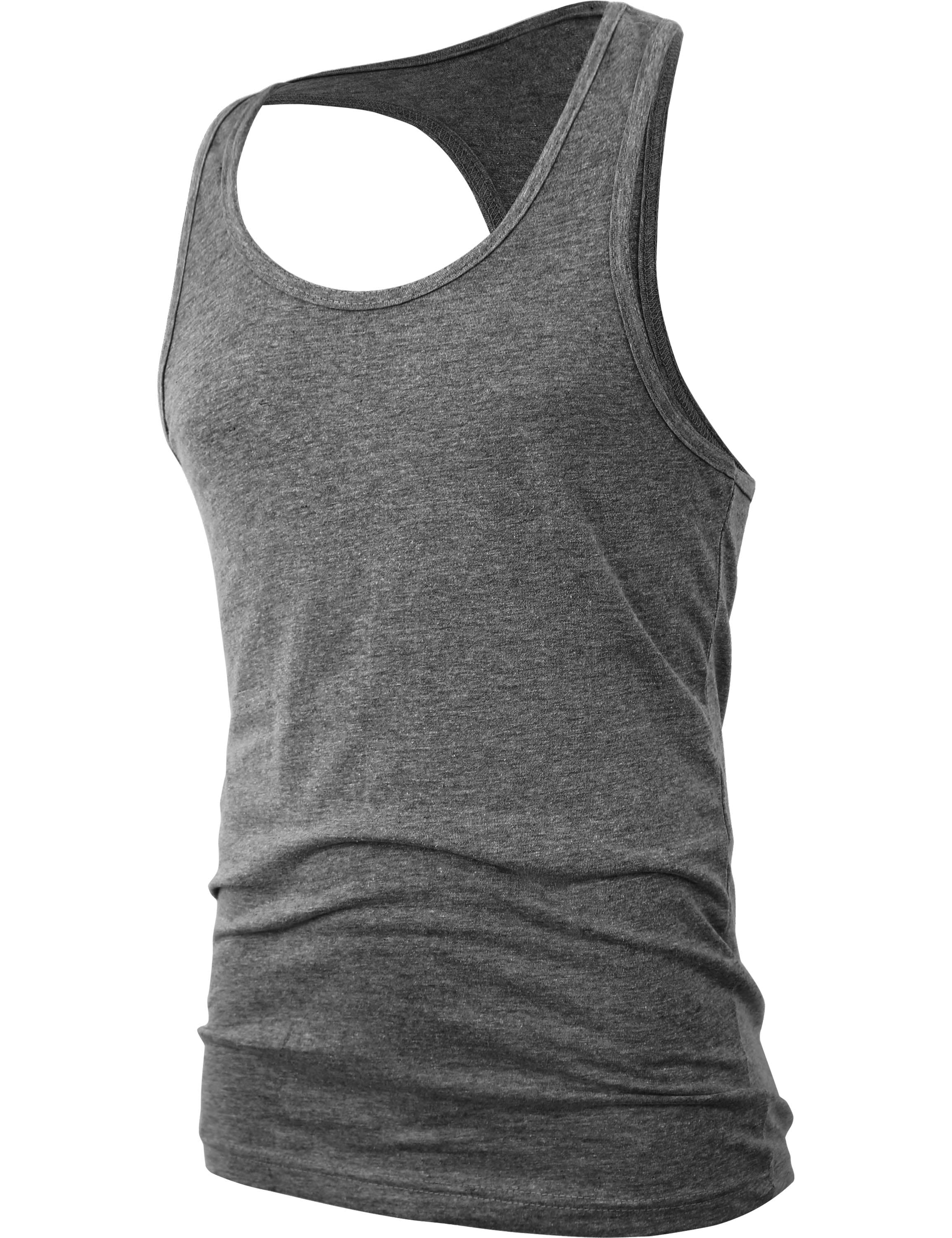 Men's Racer Back Tank Top Slim Fit Gym Workout Active Athletic ...