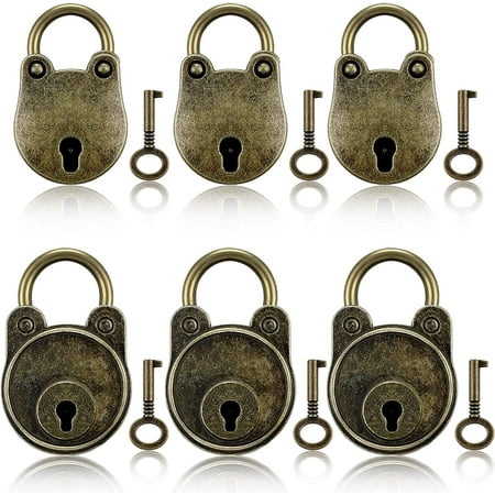 Lepai 6 Pieces Vintage Lock Antique Style Mini Archaize Padlocks Bronze ...
