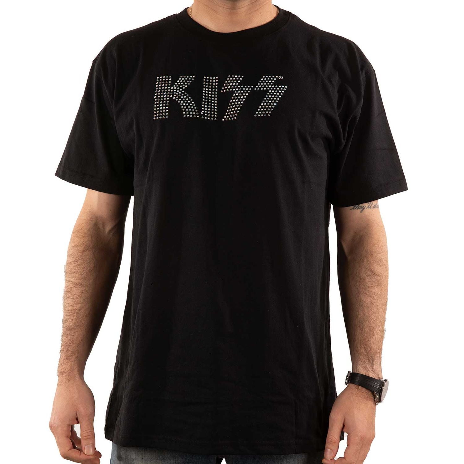 Click here for Kiss Adult Diamante Logo T-Shirt L prices
