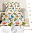 Dinosaurs Fleece Throw Blanket Cartoon Green Orange Blue Yellow ...