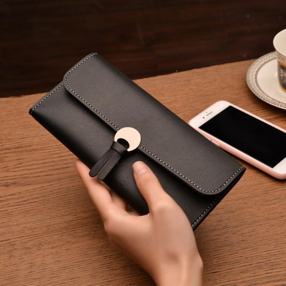 Ultra Slim Long Wallet for Women PU Leather Credit Card Holder Clutch ...
