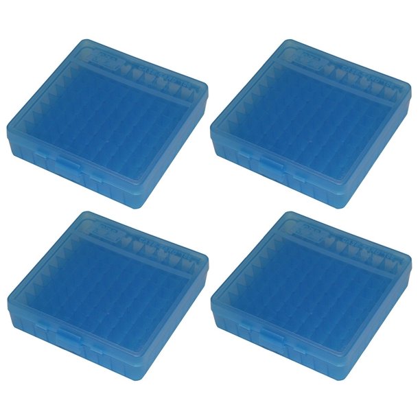 MTM 100 Round Flip-Top 40/45/10MM Cal Ammo Box - Clear Blue (4 Pack) - Walmart.com