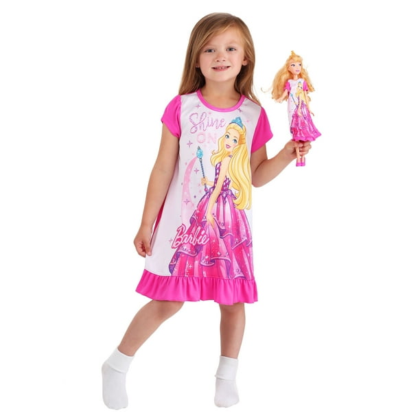 Barbie - Barbie Toddler Shine On Dorm Nightgown with 18" Doll Gown ...