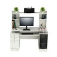 Inval Laminate 2-Pedestal Computer Desk with Hutch, Washed Oak ...