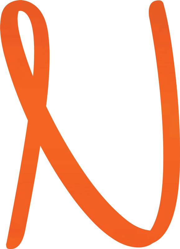 Acrylic Letter N Script, 3'' Tall Fluorescent Orange Alphabet Craft ...