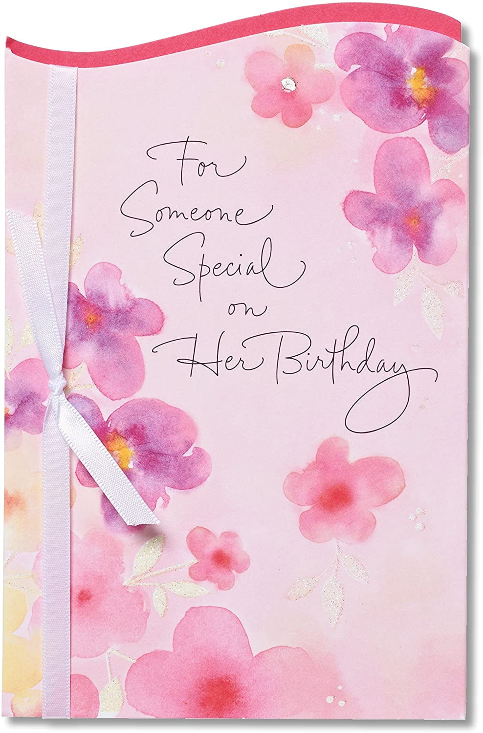 Carlton Cards 6012655 Floral Birthday Card for Her with Glitter ...