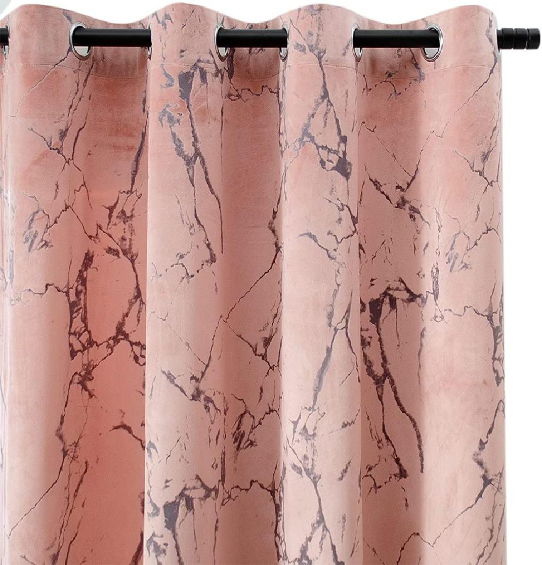 Marble Pattern Velvet Curtains 84 inches Long 2 Panels Set, Patterned ...