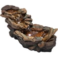 | 60"L Outdoor 3-Tier Rainforest Rock River Hand-Painted Water Fountain ...