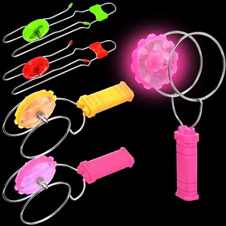 Xizioo 4 Pieces Retro Light Up Toys Flashing Gyro Wheel Classic Rail ...
