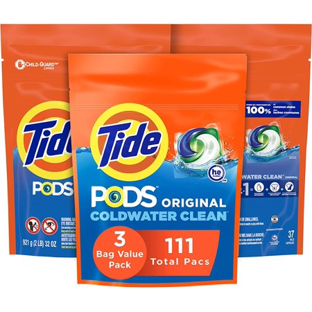 Tide Pods Laundry Detergent Soap Pods, Original, 3 Bag Value Pack, HE ...