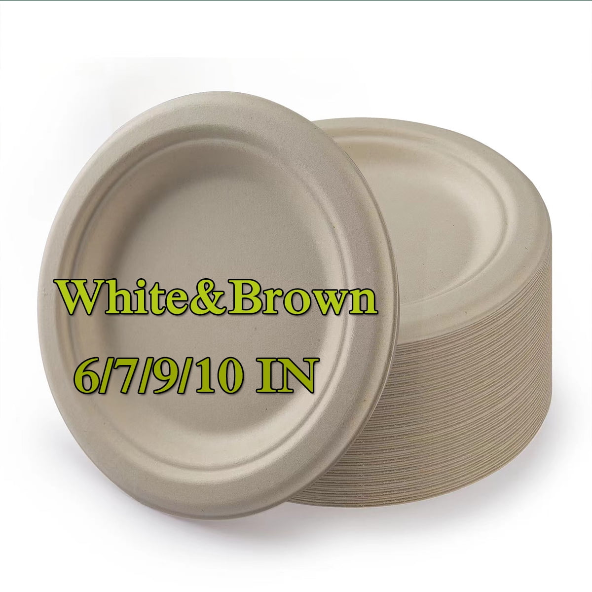 100% Compostable 6 Inch Heavy-Duty Paper Plates Eco-Friendly Disposable ...