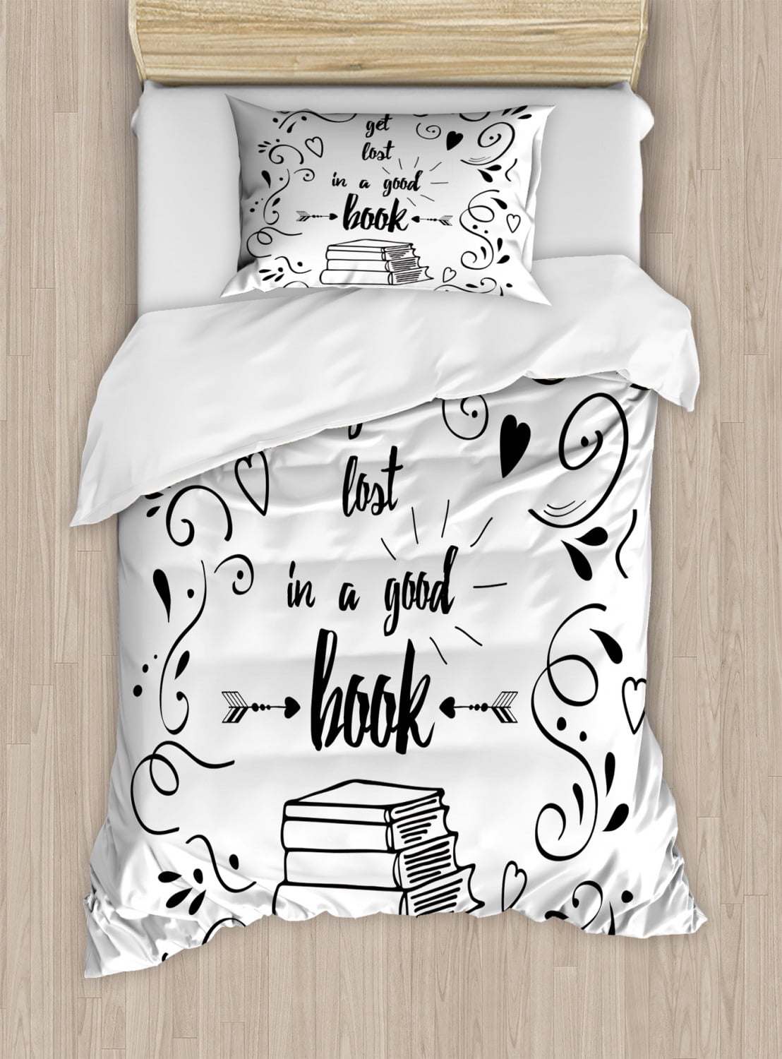 Book Twin Size Duvet Cover Set, Get Lost in a Good Book Printed Quote ...