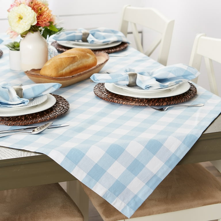 Light Blue Checkered Tablecloth