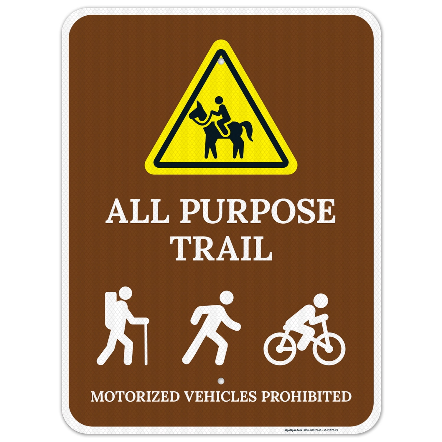 All Purpose Trail Motorized Vehicles Prohibited Sign, - Walmart.com