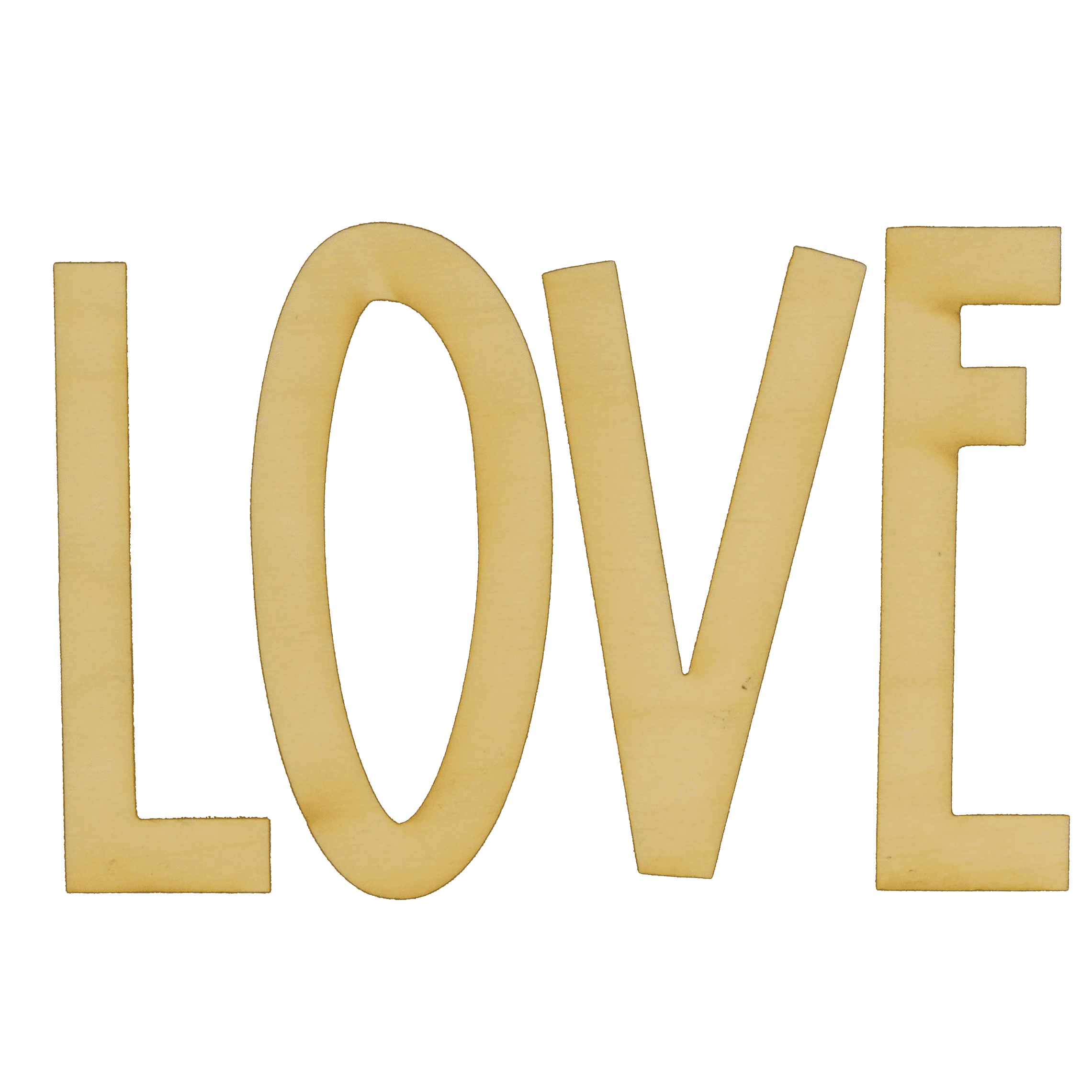 Unfinished LOVE Block Letters Wood Cutout (1/4" Thickness, Medium 8" x ...