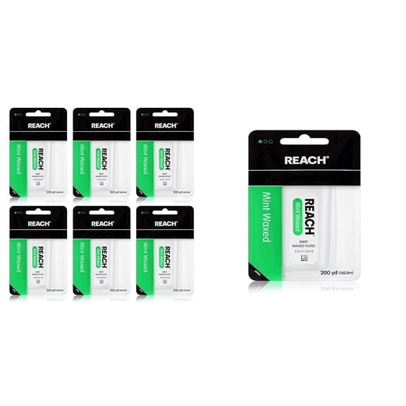 Waxed dental floss套装|Peppermint flavor, 200 yards, 6 packs + peppermint ...