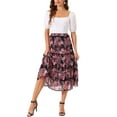 Allegra K Women's Floral Print Elastic Waist Ruffle Maxi Tiered Skirt ...