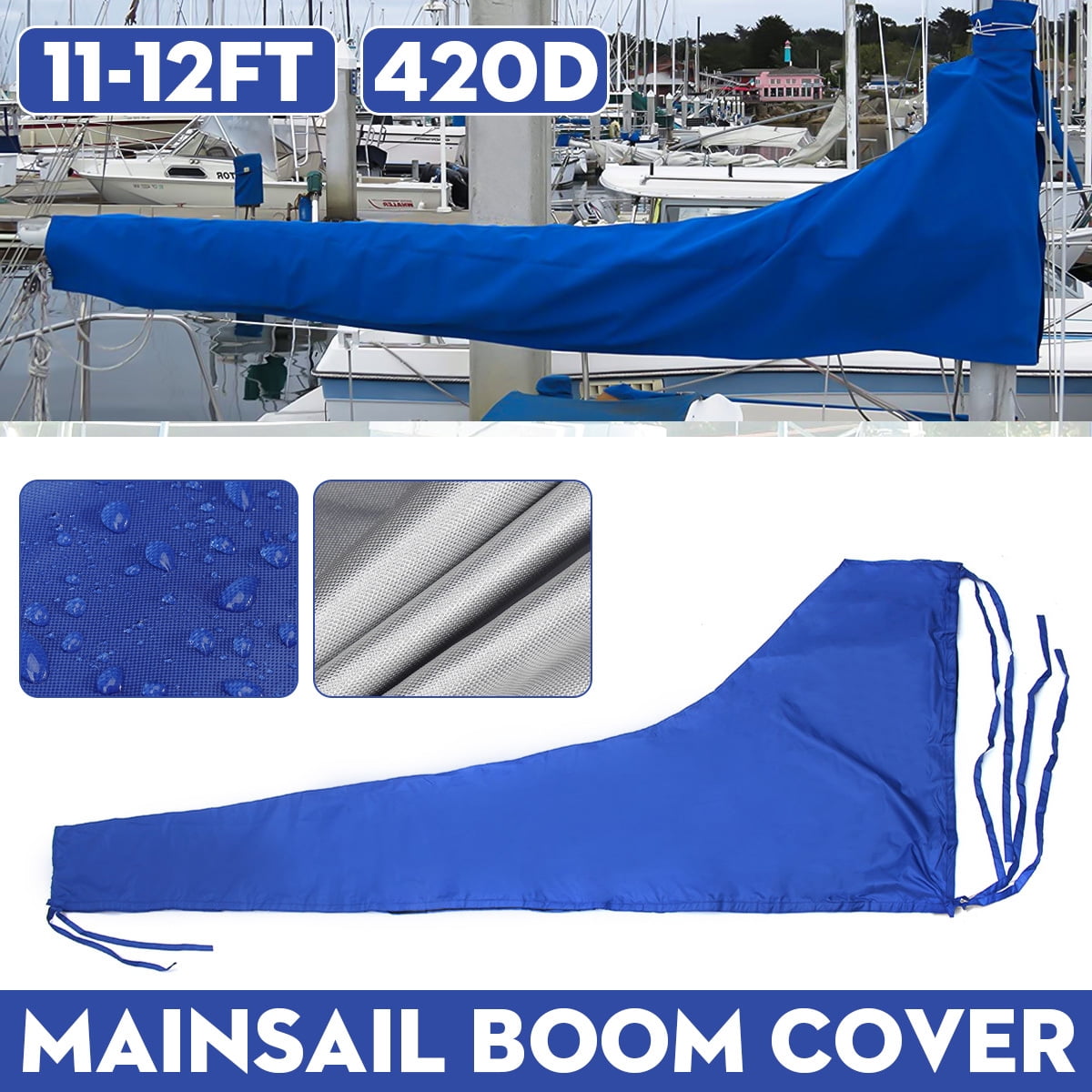 Sail Cover for 11-12ft Mainsail Boom Cover Boat Sail Protector ...