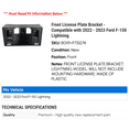 Front License Plate Bracket - Compatible with 2022 - 2023 Ford F-150 ...