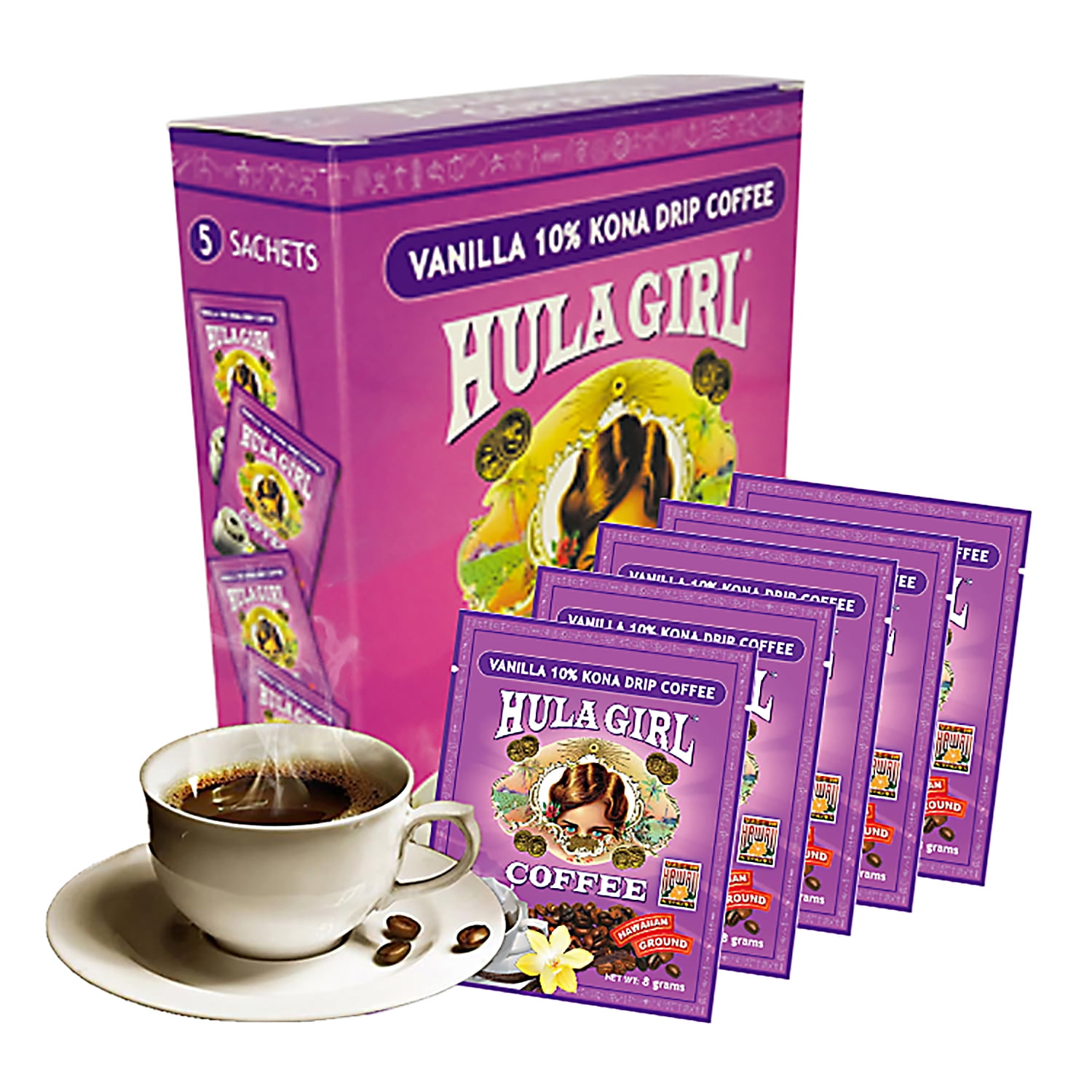 HULA GIRL VANILLA 10% KONA DRIP COFFEE BOX OF 5 - Walmart.com