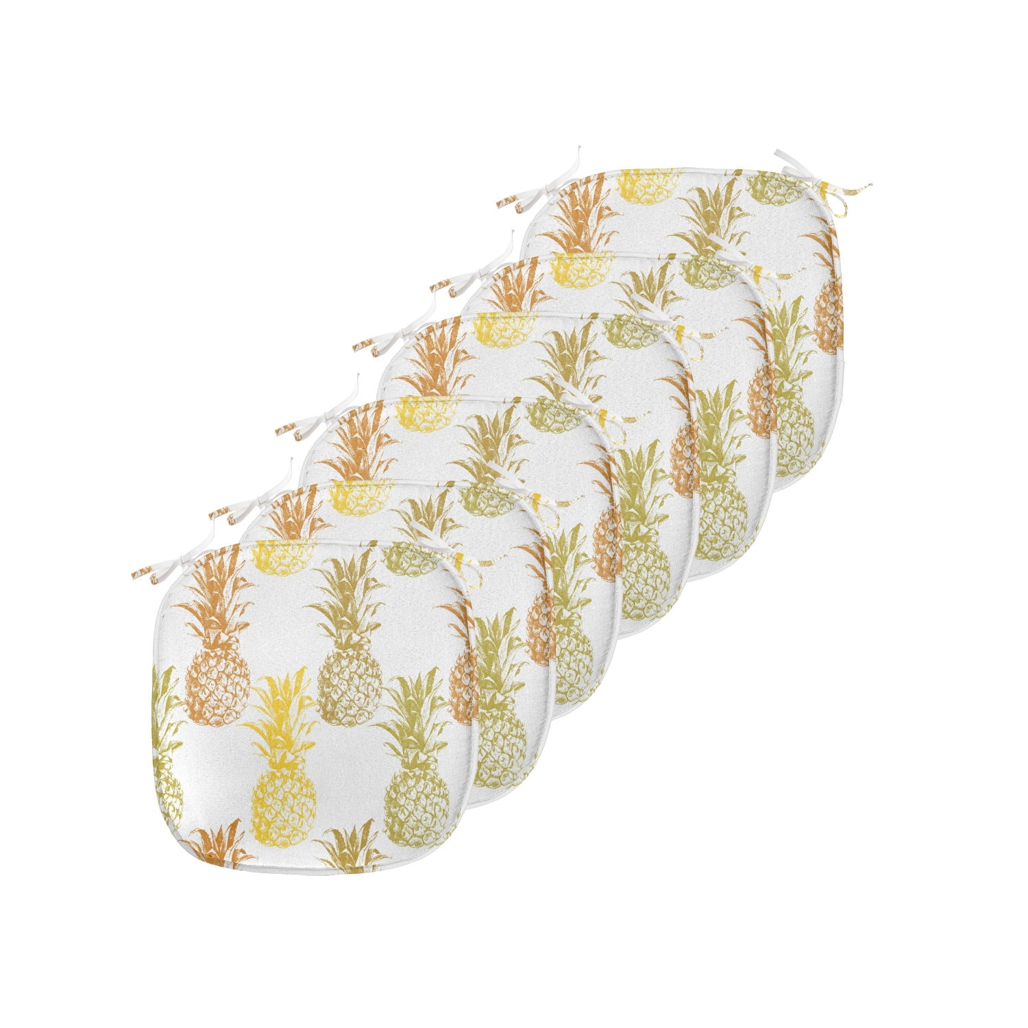 Pineapple Chair Seating Cushion Set of 6, Hand Drawn Simply Sketched ...