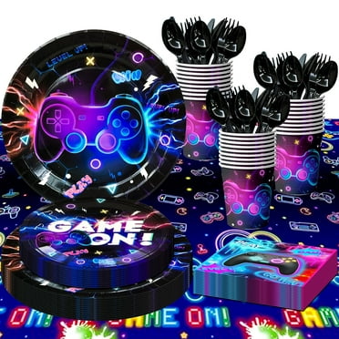 InBoxxarty Video Game Party Supplies, 128pcs Gamer Birthday Tableware ...