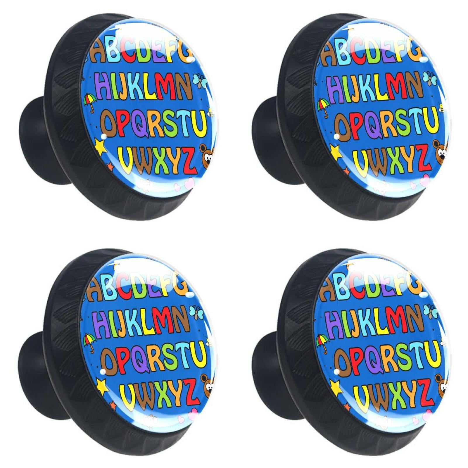 4 Pcs Alphabet Blue Knobs for Kitchen Cabinet Cupboard Dresser Bookcase ...