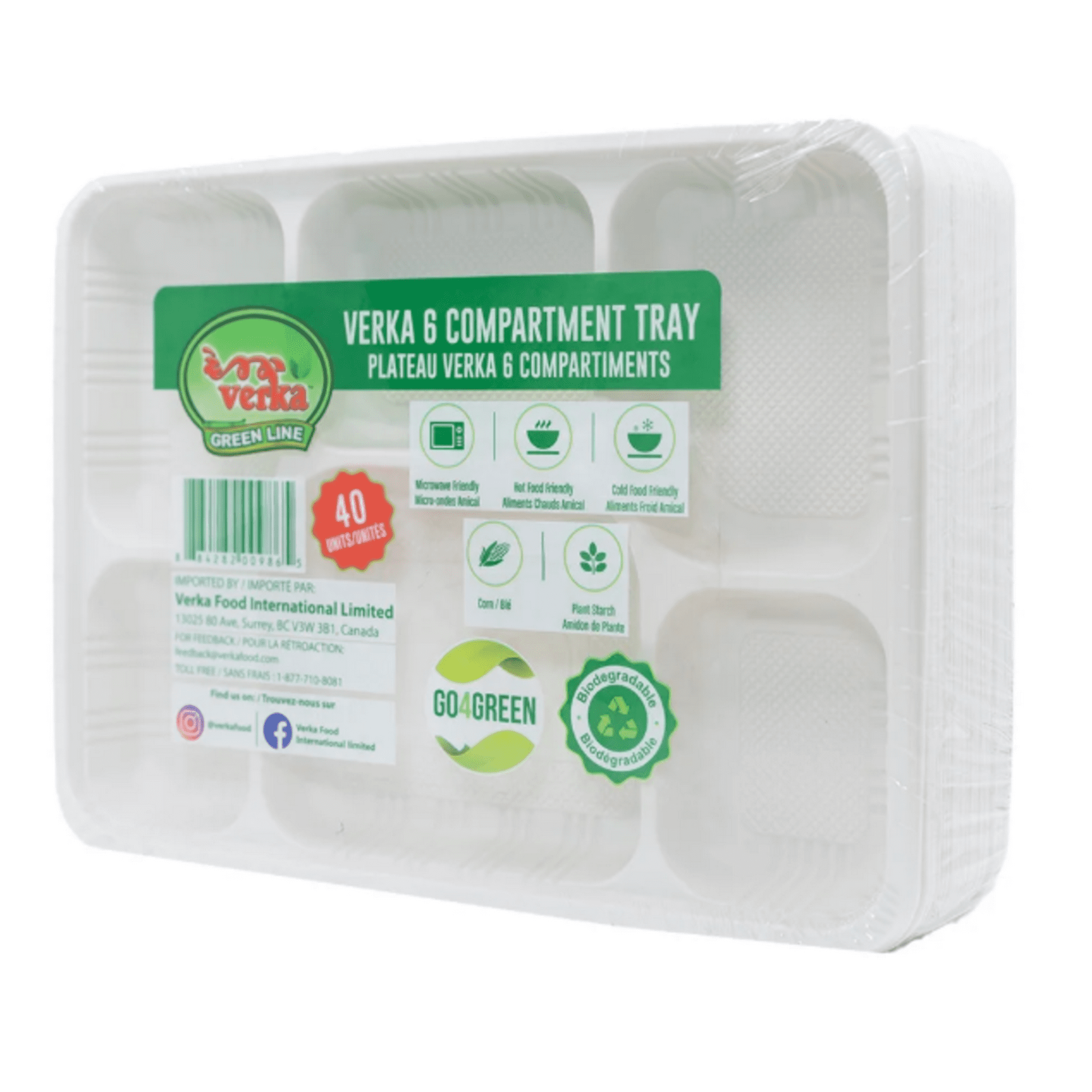 Click here for Verka Green Line 6 Compartment Tray  40 Units prices