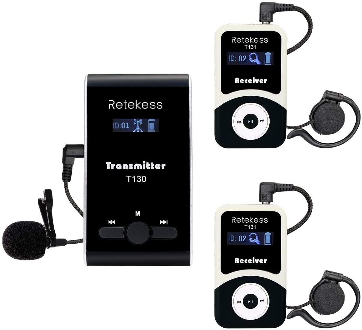 Case of 1 Transmitter 2 Receivers,Retekess T130 Wireless Tour Guide ...